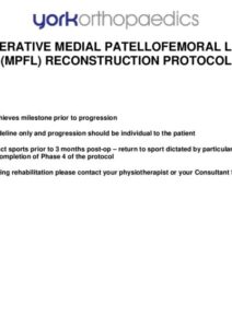 MPFL Protocol 2024 - York Orthopaedics