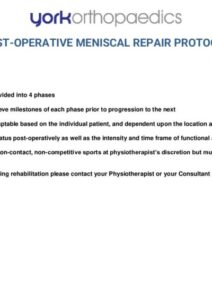 Meniscal Repair Protocol 2024 - York Orthopaedics
