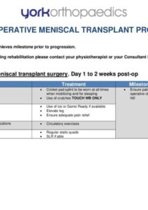 Transplant (Meniscal) Protocol 2024 - York Orthopaedics